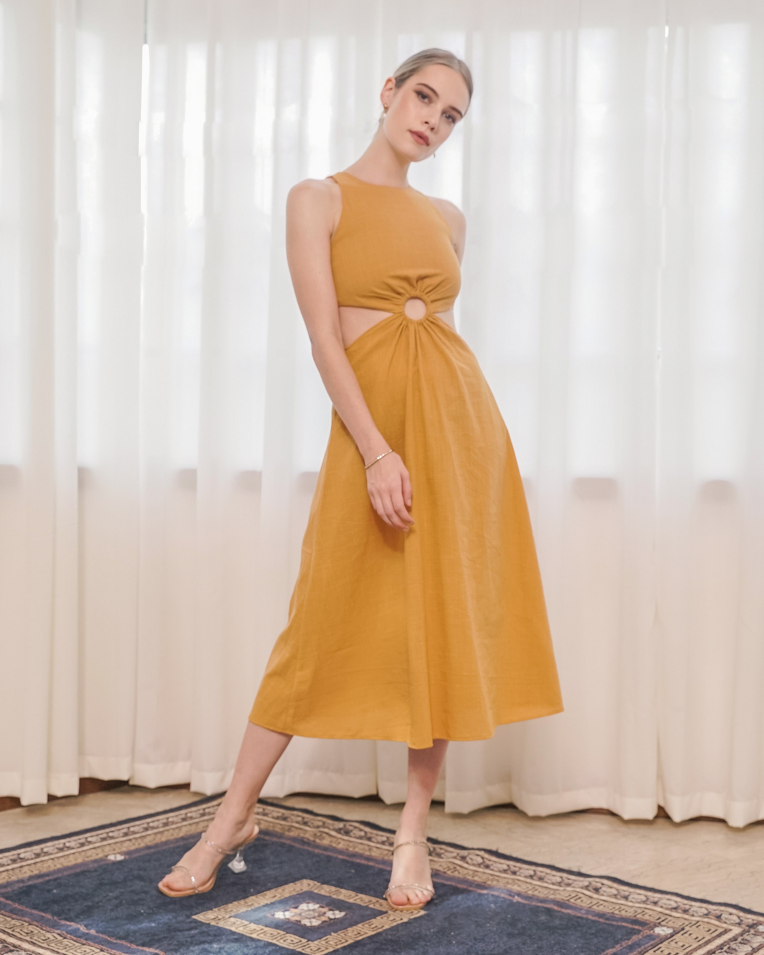 Manama Halter Cut Out A-Line Midi Dress